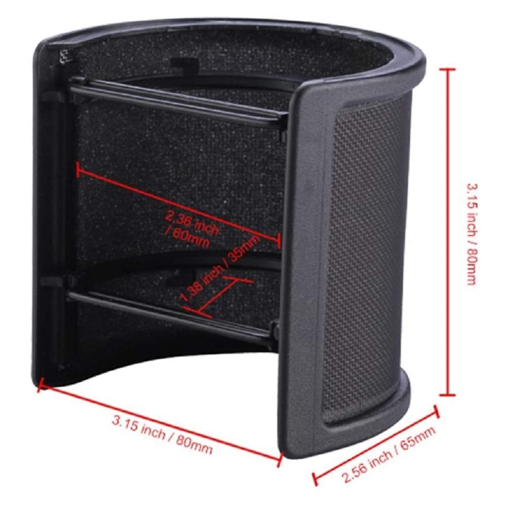 Microphone Shock Mount with Pop Filter,Anti-Vibration Suspension Microphone Shock Mount Bonus Screw Adapter Mic Mount Holder Clip for Diameter 48mm-53mm (18.8 inch- 2.0inch) Microphone