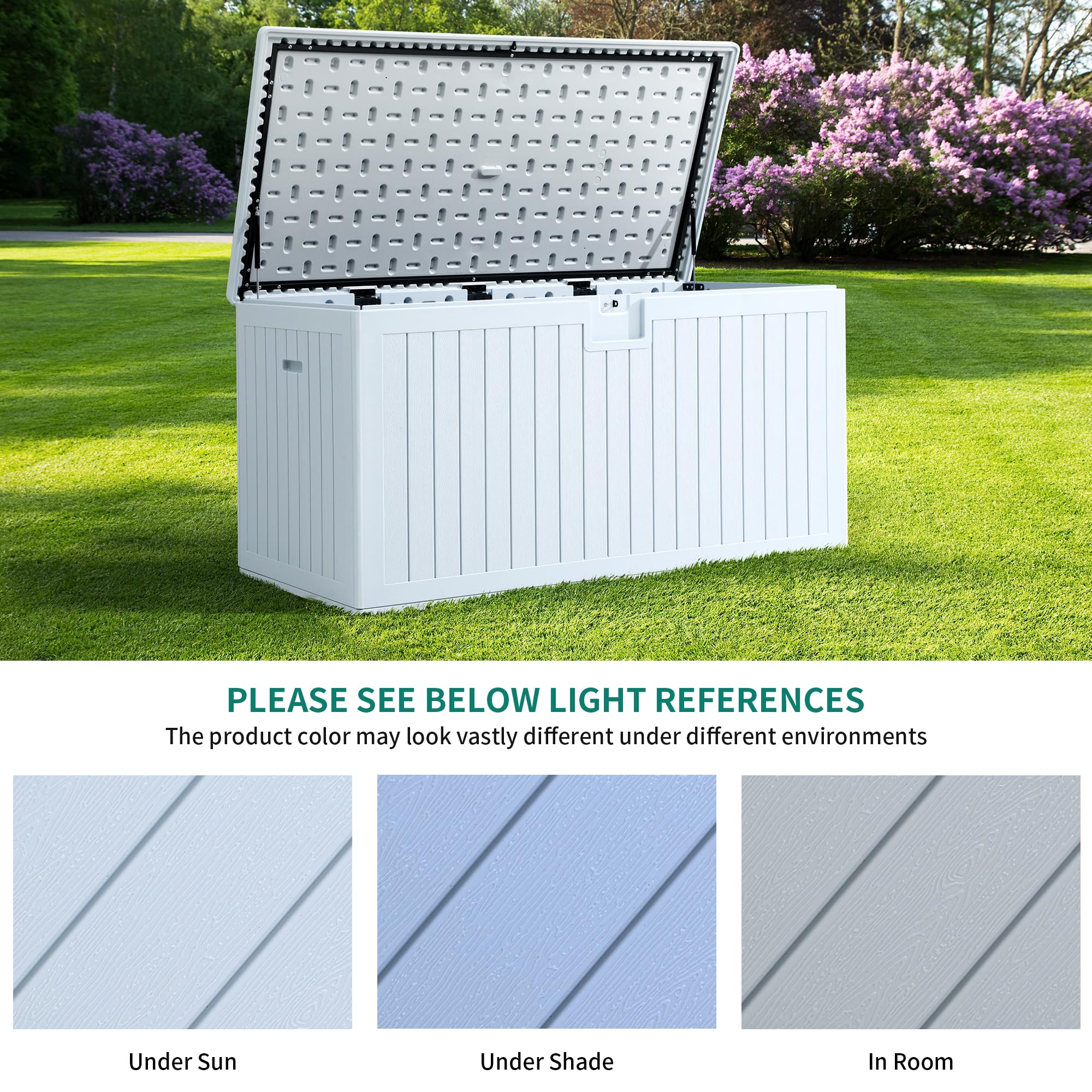 YITAHOME 90 Gallon Large Deck Box with Side Handles, Outdoor Double-Wall Storage for Patio Furniture Cushions, Garden Pool Accessories, Water Resistant & Lockable