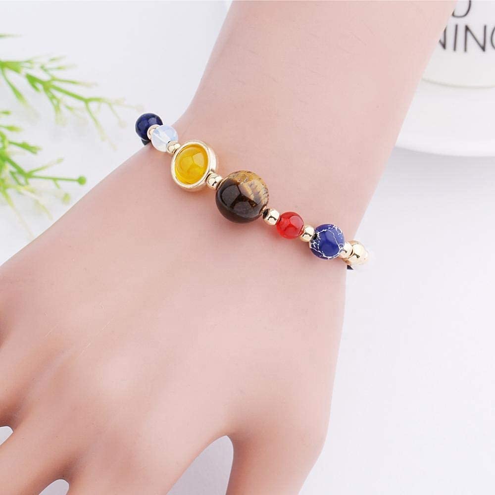 Nostalgish Solar System Bracelet [Better Quality, Lower Price] - Universe Galaxy The Eight Planets Guardian Star Natural Stone Beads Bracelet Strand Stretch Bangle Gifts Unisex