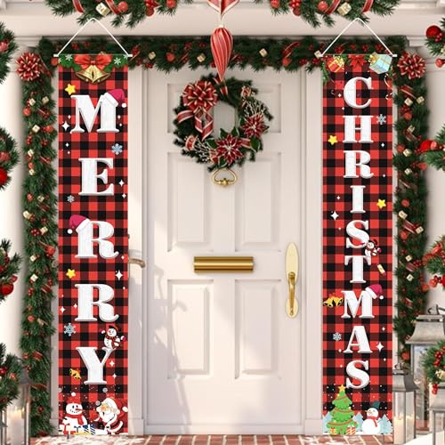 Merry Christmas Porch Sign Banners Christmas Decorations Welcome Halloween Fall Outdoor Party Banner