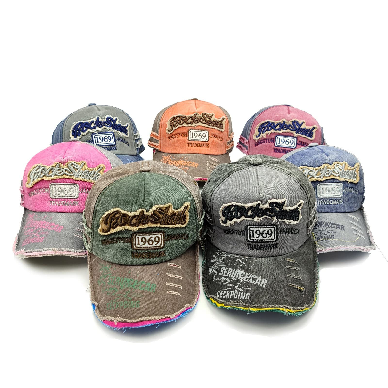 Rock Shark Baseball Cap Vintage Cotton Distressed Denim Sun Dad Hat Adjustable Strapback Summer Caps for Men Women Kids Sport Coffee Brown