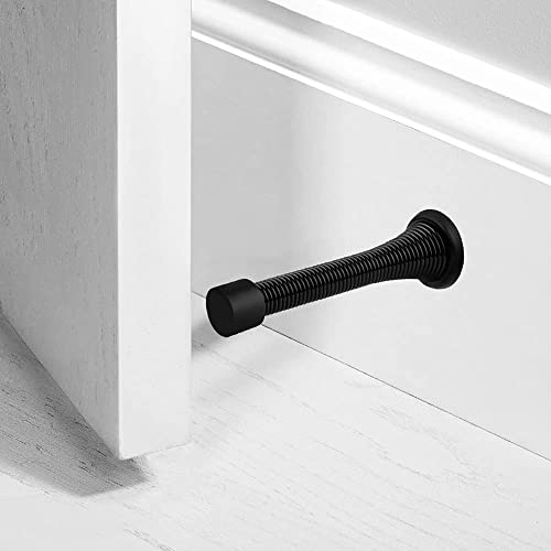 Oil Rubbed Bronze Door Stoppers,3-1/4” Heavy Duty Door Stop-Flexible Spring Door Stopper with Brown Rubber Bumper Tips,12 Pack