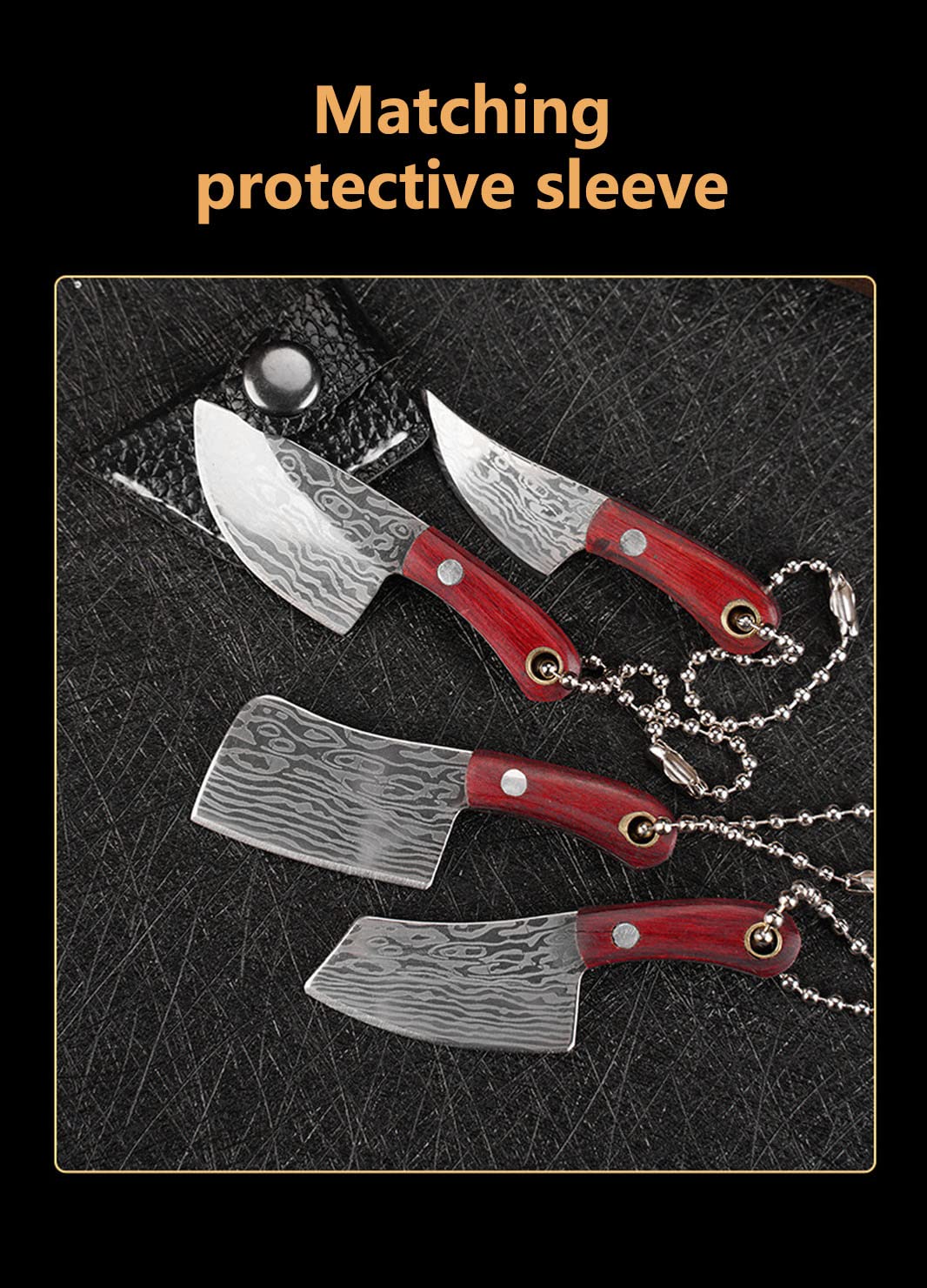 tzprol Mini Knife Set, Mini Pocket Knife Set, Chef Knife EDC Knives Small Knife Cleaver,Box Cutter,Package Opener,Bottle Opener,Keychain Tiny Things with Pocket - Set of 5
