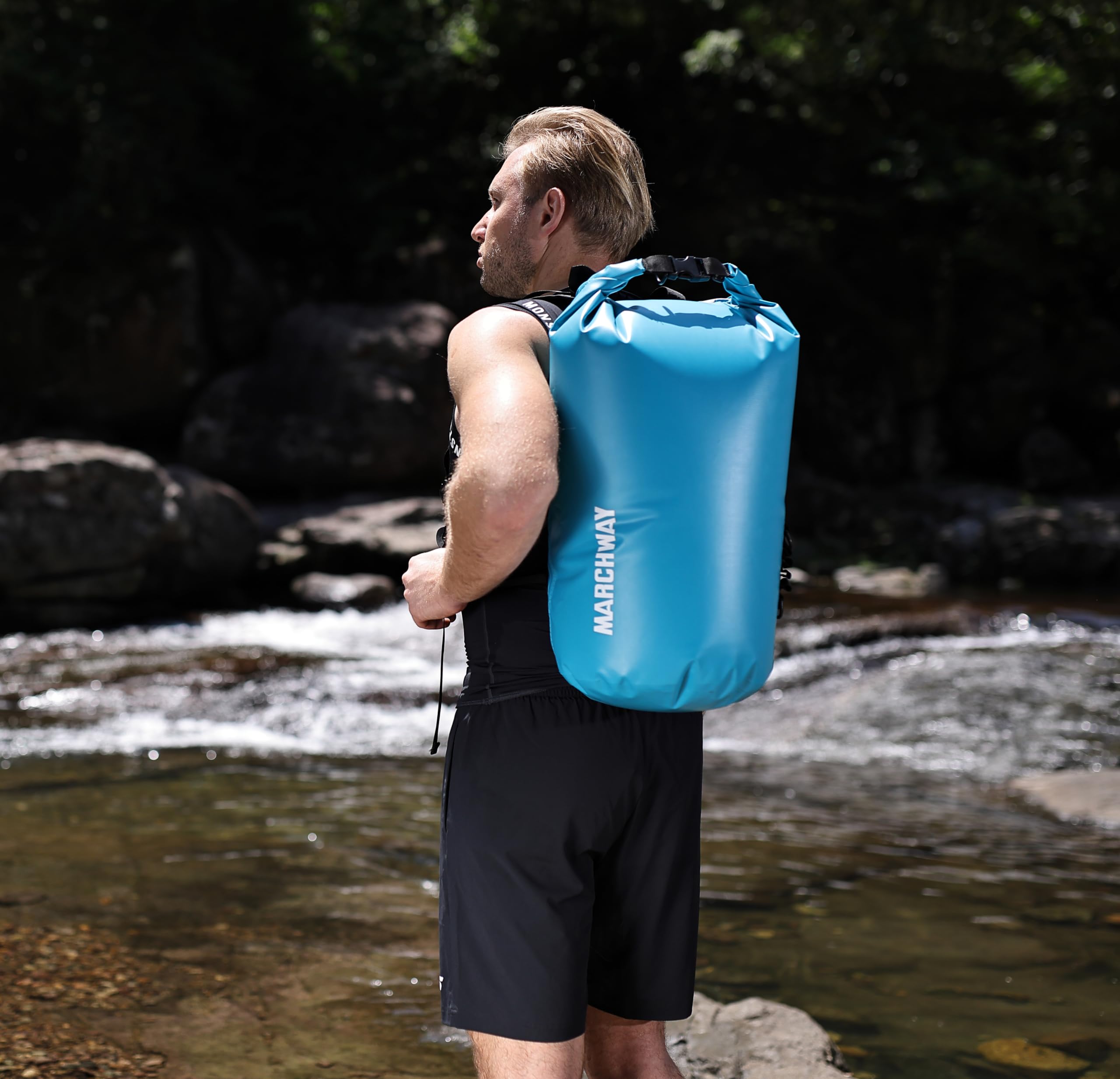 MARCHWAY Floating Waterproof Dry Bag Backpack 5L/10L/20L/30L/40L, Roll Top Sack Keeps Gear Dry for Kayaking, Rafting, Boating, Swimming, Camping, Hiking, Beach, Fishing (Teal, 20L)
