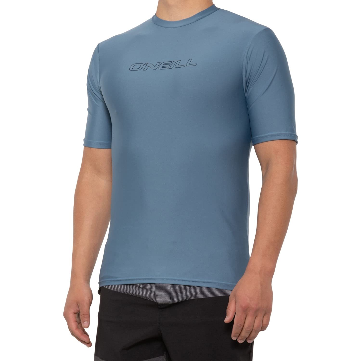 O'Neill Men's Basic Skins UPF 50+ Short Sleeve Sun Shirt (Dusty Blue Back Logo, Large)
