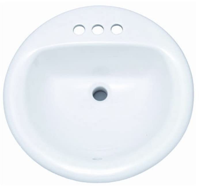 PROFLO PF194RWH PROFLO PF194R Rockaway 19" Circular Vitreous China Drop In Bathroom Sink with Overflow and 3 Faucet Holes at 4" Centers