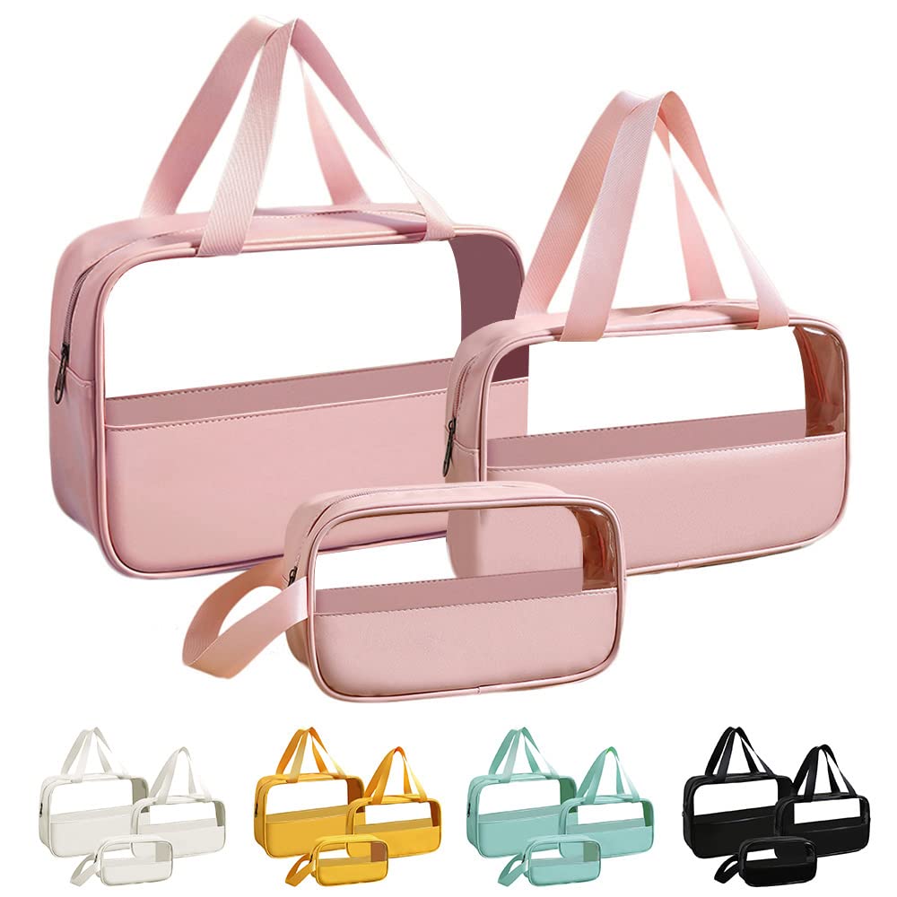 Toiletry Bag for Women Clear Travel Toiletry Bag Travel Makeup Bag Hanging Toiletry Bag for Men Toiletry Bags for Traveling Women Travel Bag for Toiletries Transparent Set(pink)