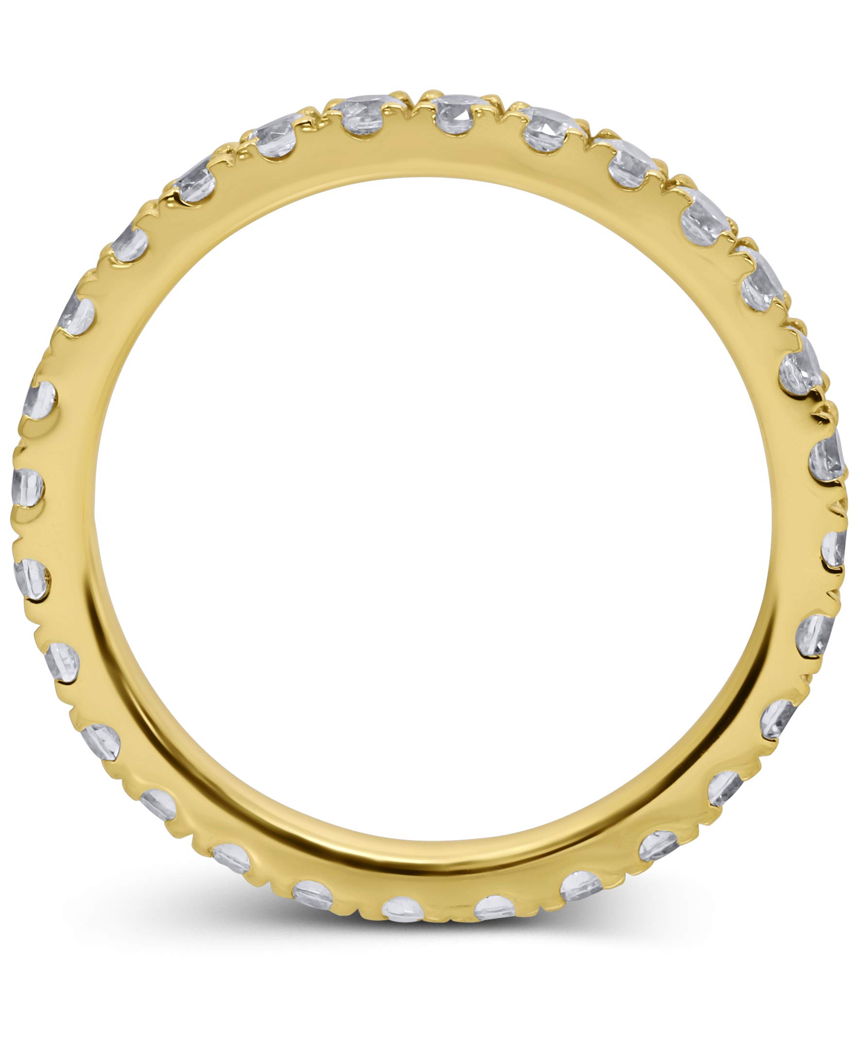 ORO LEONI 925 Sterling Silver Cz Eternity Band Ring - 14k Silver, Yellow And Rose Gold Plated (Yellow Gold, 9)