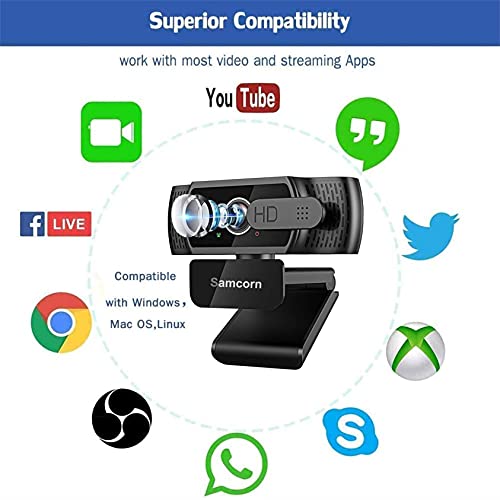 Webcam with Microphone for Desktop,1080P HD USB Webcam Live Streaming Laptop PC Computer Web Camera for Video Calling Conferencing Recording Gaming, 3D Noise Reduction
