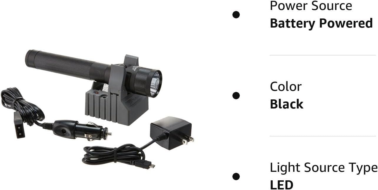 Streamlight 75866 Stinger 425-Lumen DS LED Flashlight, 120V AC/12V DC Steady Charger and 1 Smart Charge Holder, Black, Clear Retail Packaging