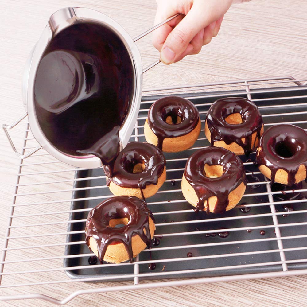 Stainless Steel Double Boiler Pot Chocolate Melting Pot for Melting Chocolate, Butter, Cheese, Candle and Wax Making Kit Double Spouts with Capacity of 400ml