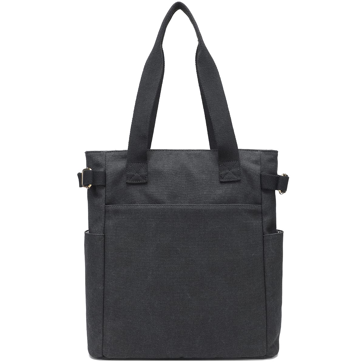 Womens Work Tote Bag with Pockets Top Handle Lightweight Shoulder Handbag Satchel, Medium Size, Black