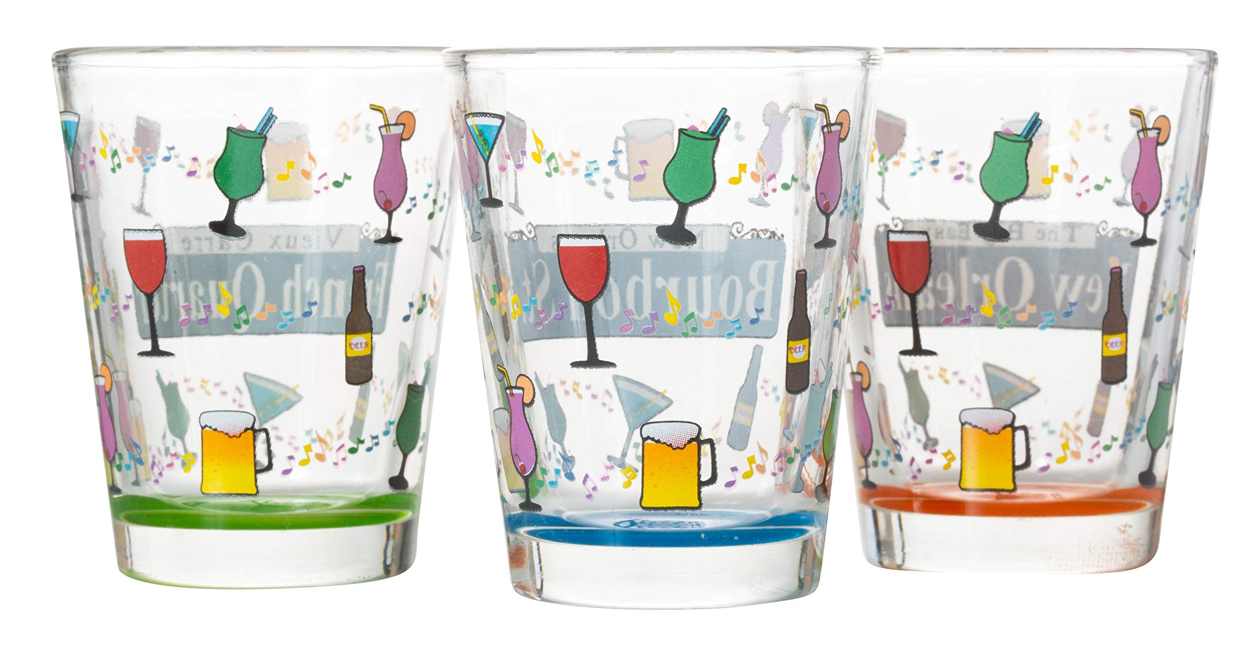 Set of 3 New Orleans Street Sign Mardi Gras Souvenir Shot Glasses