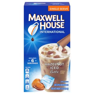 Maxwell House light_roast International Cafe Iced Hazelnut Latte Instant Coffee (3.42 oz Boxes, Pack of 8)