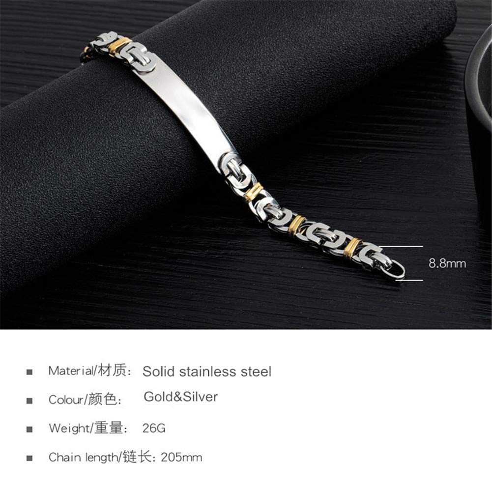 Personalized Custom Stainless Steel Medical Alert Disease Awareness Gold Plated Byzantine Bracelet Women Men Identification ID Bangle Emergency Life Save for Mom,Dad,Son,Daughter,Free Engrave