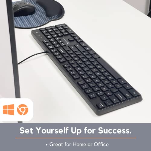 X9 USB Keyboard and Mouse Combo - Mouse Pad Included - Ergonomic Full-Sized Wired Keyboard and Mouse Combo - 104 Keys Computer Keyboard and Mouse with Wire for Desktop, Laptop, Windows PC - Black
