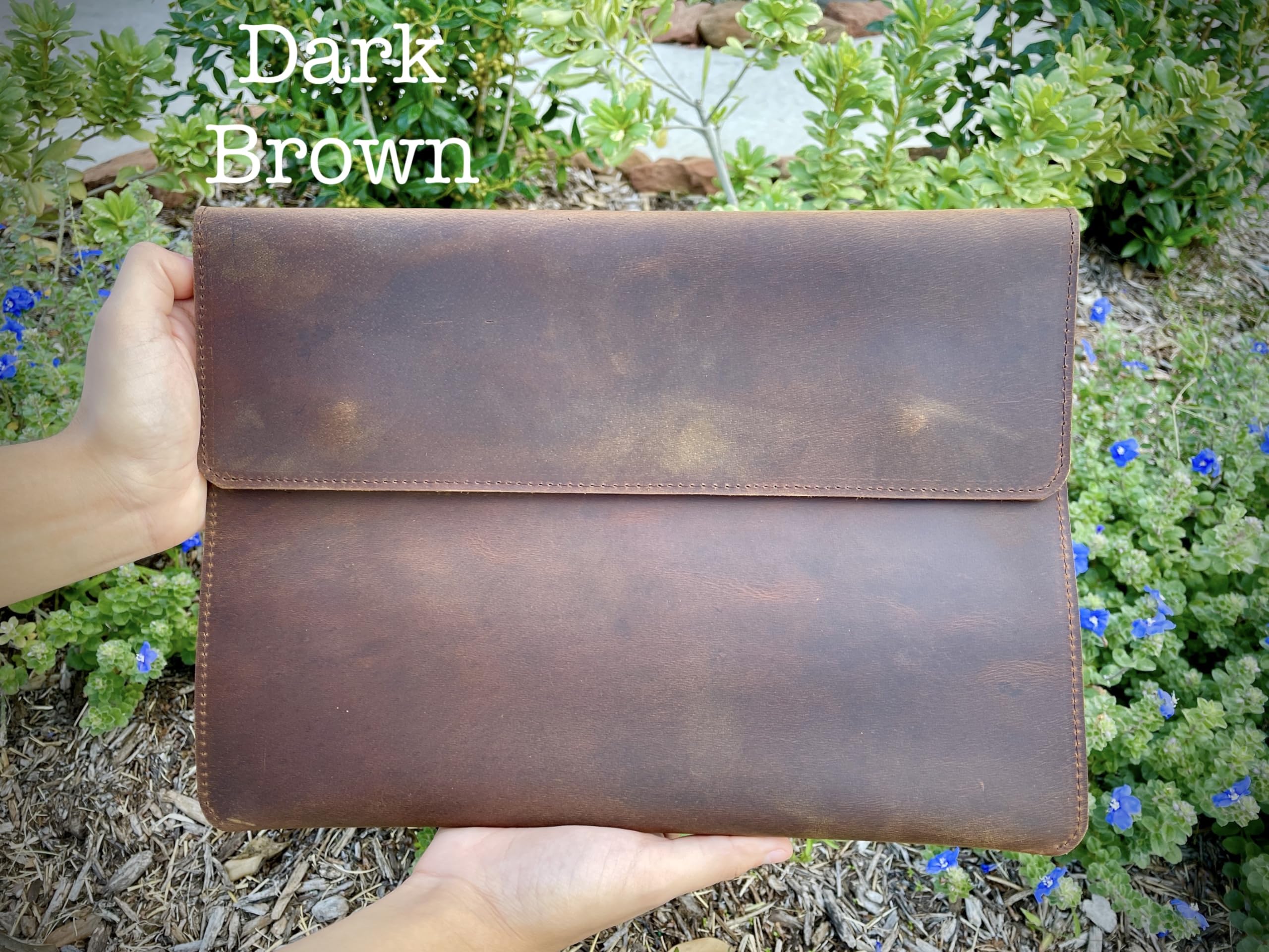 LUCASGIFT Compatible with MacBook Pro/Air 13" 15" 16" LEATHER LAPTOP SLEEVE, Leather Laptop Case, Personalized Laptop Sleeve, Leather Computer Case, Envelope Sleeve, Monogrammed gifts her him