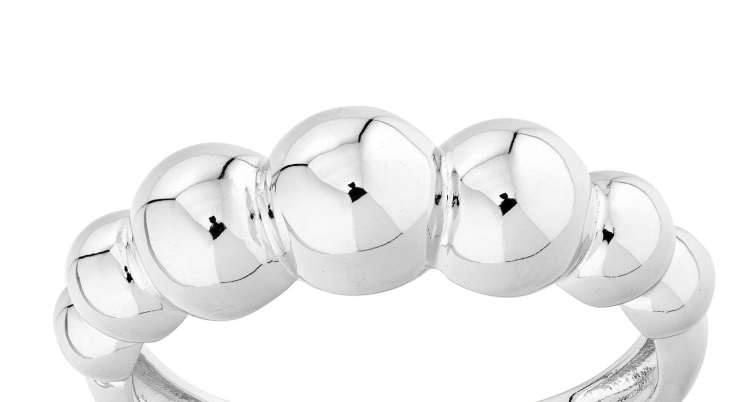 Miabella Italian 925 Sterling Silver Bead Ball Stackable Ring for Women, in Silver or 18K Gold Plated (Sterling Silver, Size 7)