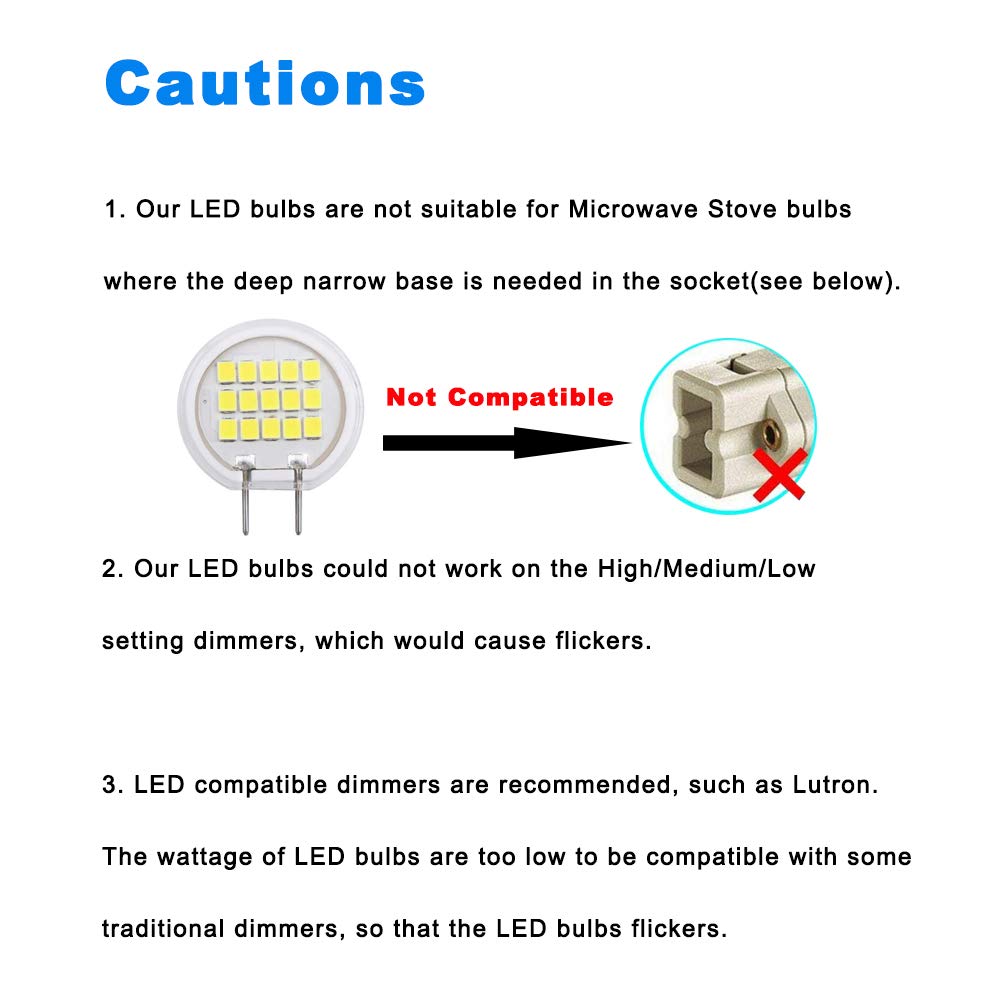 Makergroup 3W G8 LED Bulbs Dimmable 20W 25W 35W G8 T4 120V Halogen Replacement for Under Counter Lights, Under Cabinet Puck Lights Warm White 2700K 6-Pack