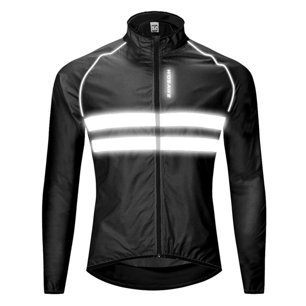 MLSice Men's Windproof Cycling Jacket Long Sleeve Jacket Windbreaker - Black