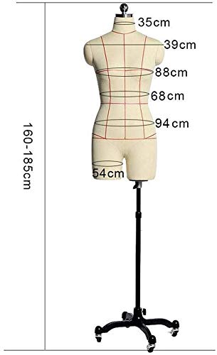 Mannequin Torso Mannequin Dress Form Torso Adjustable Mannequin Display Bust Female Tailors Dummy Dressmakers with Wheel Base ()