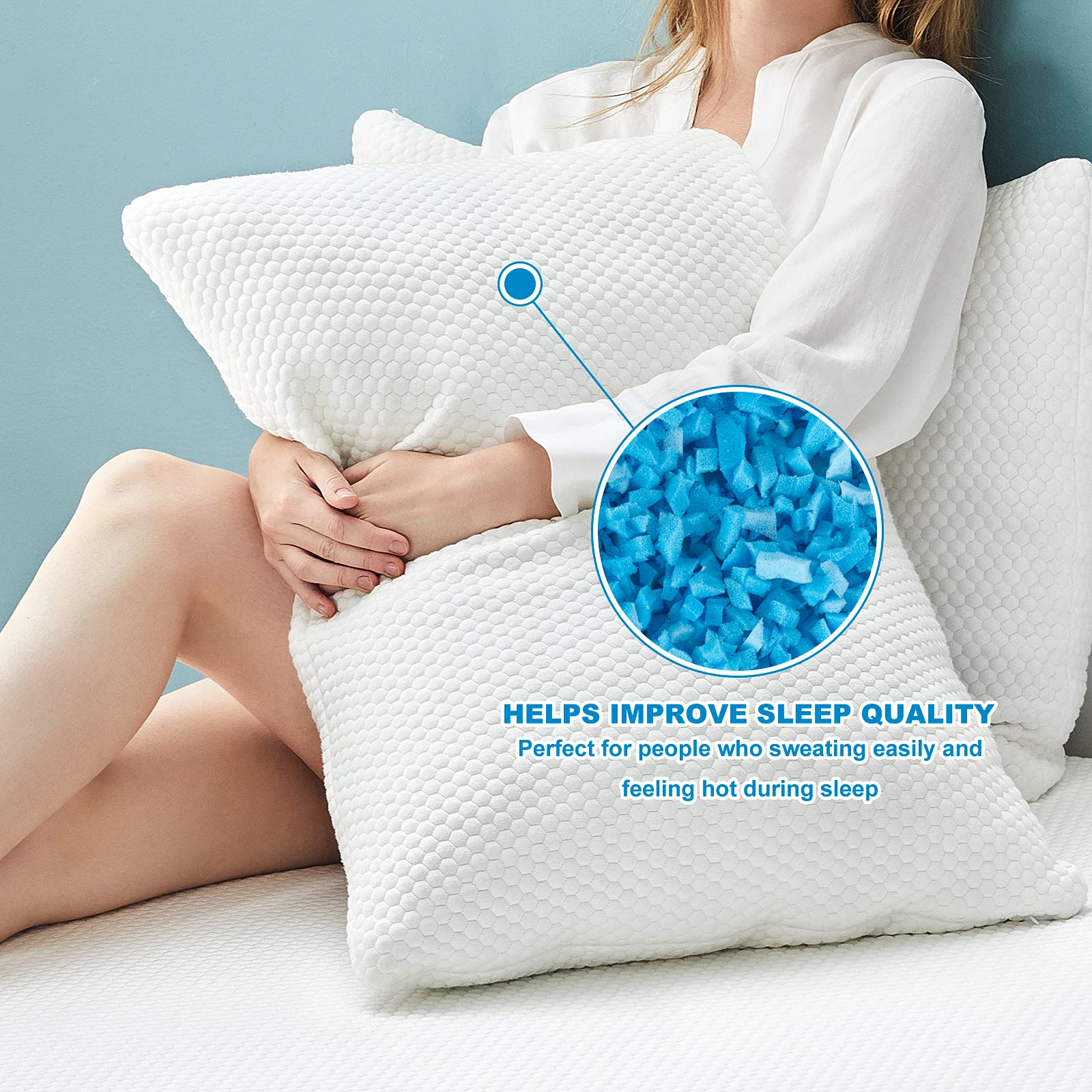 Molblly Bean Bag Filler Foam 5lbs Blue Premium Shredded Memory Foam Filling for Pillow Dog Beds Chairs Cushions and Arts Crafts, Added Gel Particles, Soft and Great for Stuffing(5 Pound 1-Pack)