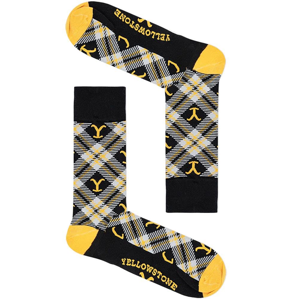 PARAMOUNT NETWORK Yellowstone Dutton Ranch Black Plaid Socks