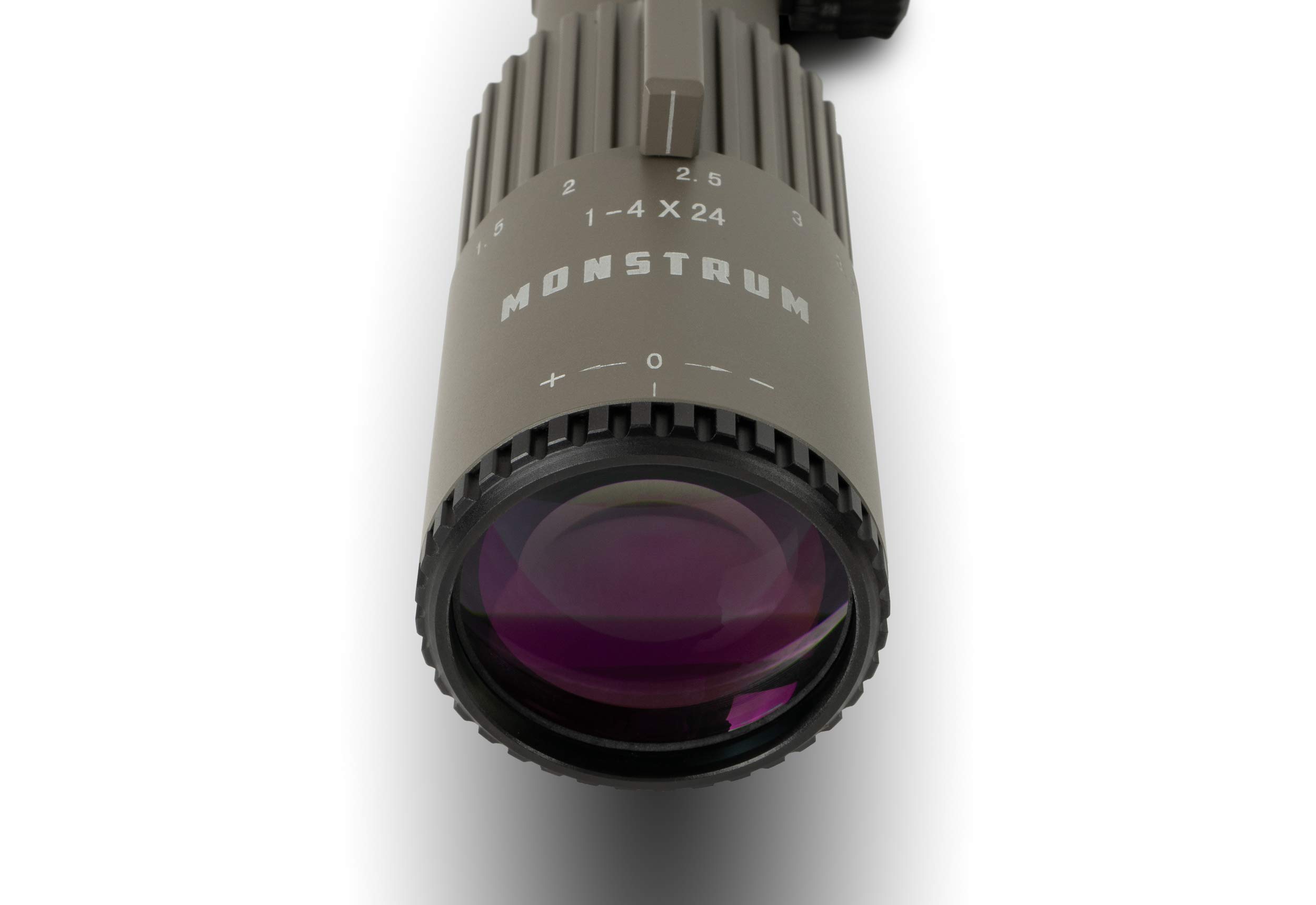 Monstrum Alpha 1-4x24 First Focal Plane FFP Rifle Scope with MOA Reticle | Flat Dark Earth | H-Series 30mm Offset Scope Rings | Bundle