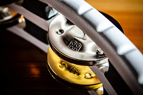 Meinl Percussion Traditional Tambourine, Handheld Half-Moon Shape with Synthetic Frame β NOT Made in China β Double Row Dual Alloy Jingles, 2-Year Warranty (TMT1M-WH)