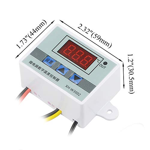 XINGYHENG XH-W3002 DC 110V-220V 1500W 10A Microcomputer Digital Temperature Controller Digital Display Thermostat Control Switch and NTC 10K Thermistor Sensors Temperature Probe (110-220V 1500W)