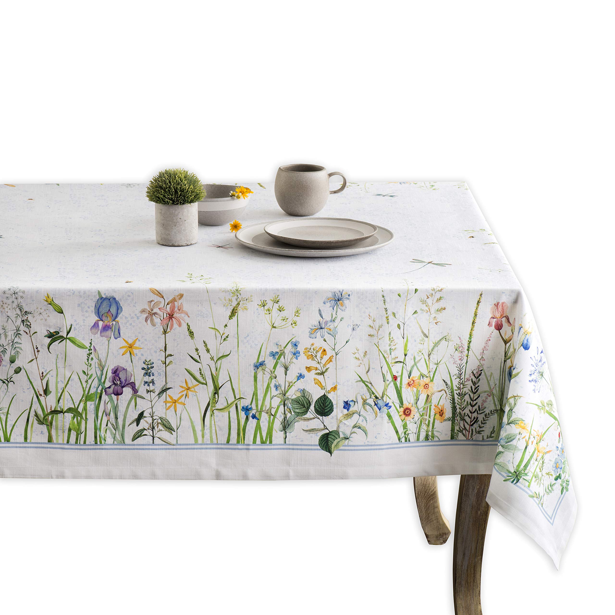 Maison d' Hermine Table Cover 100% Cotton 54"x72" Decorative Tablecloth Washable Rectangle Tablecloths, Dining, Home, Wedding, Banquet, Buffet, Fleurs De Mai - Spring/Summer