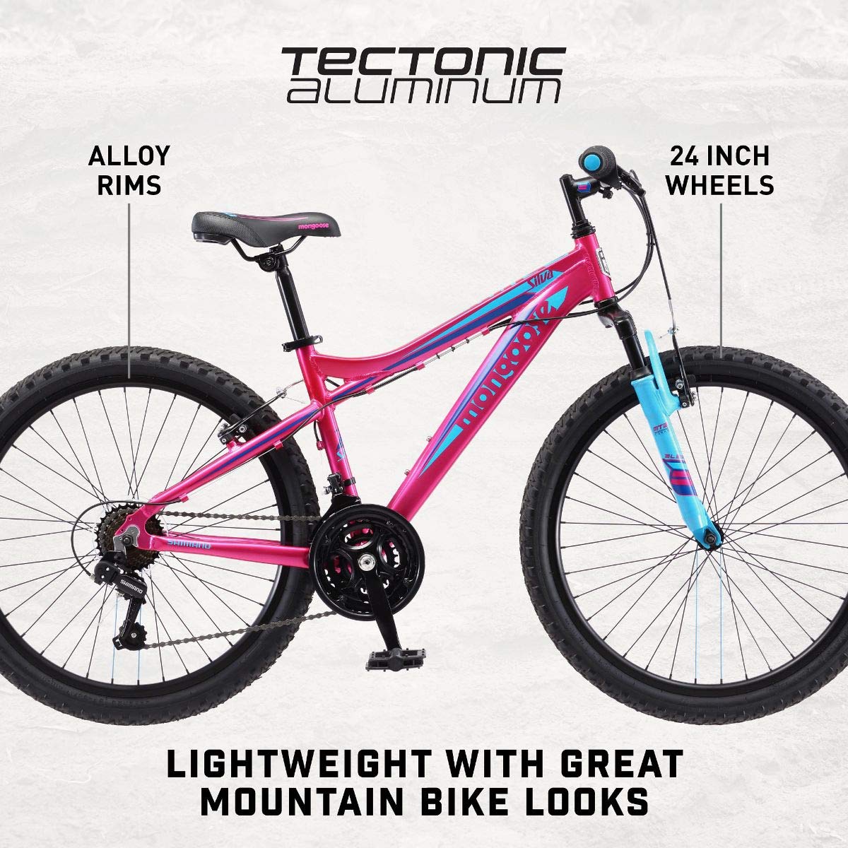 Mongoose Silva Mountain Bike, For Women and Girls, 24-Inch Wheels, Pink