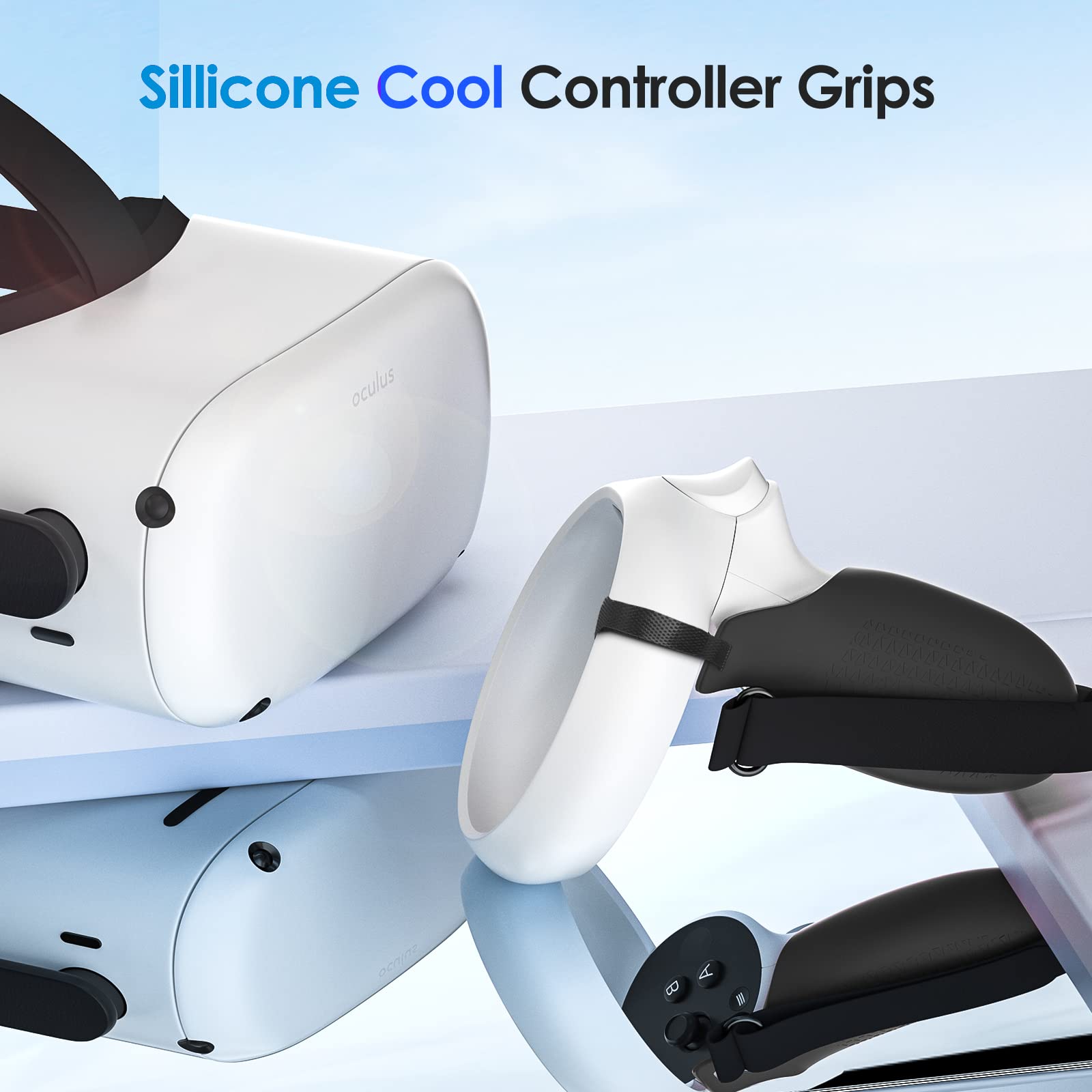 YRXVW Controller Grips Cover for Oculus Quest 2, Silicone Hand Grips Unibody Design with Adjustable Knuckle Strap Accessories Compatible with Quest 2 (Black)