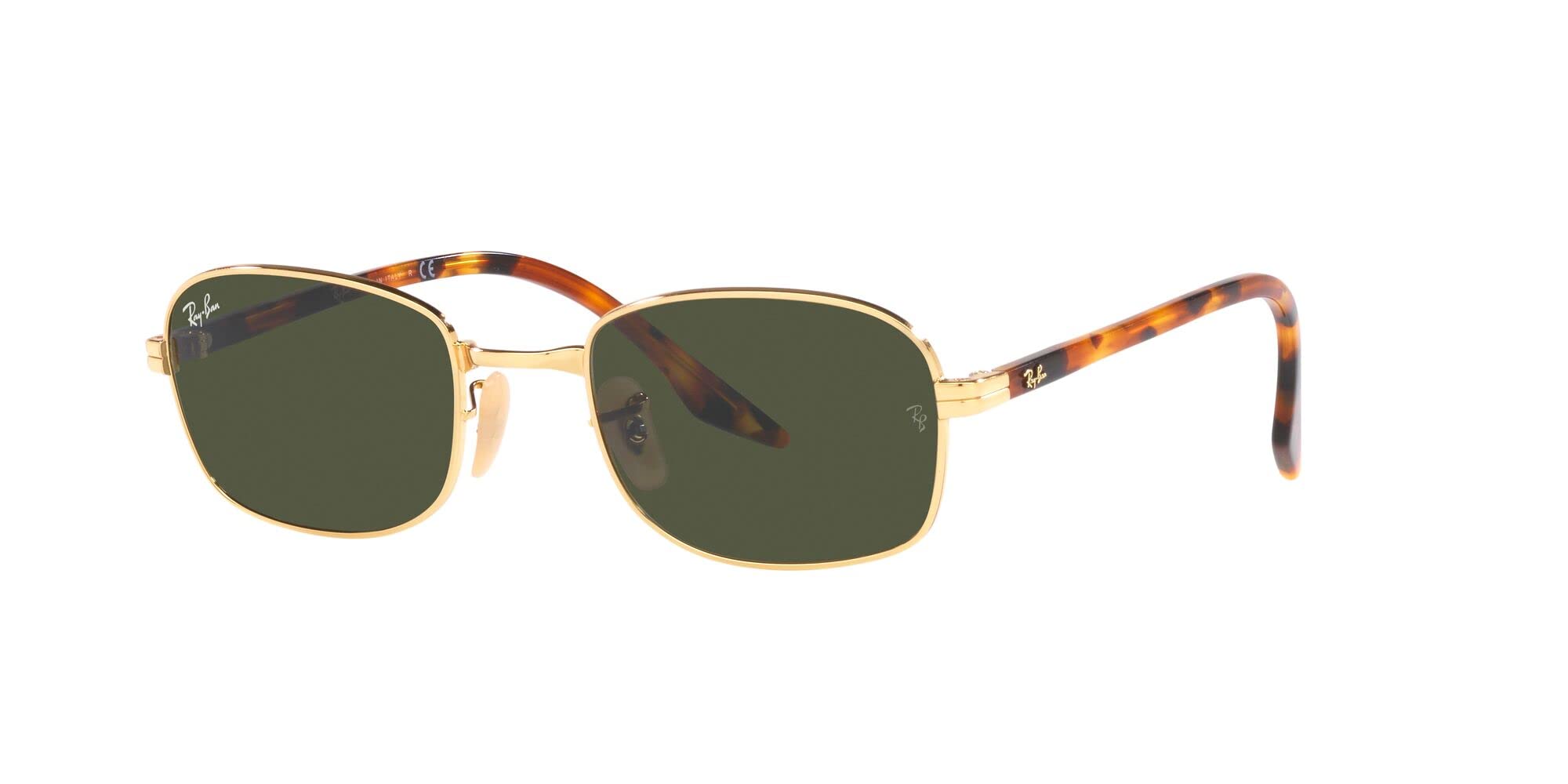 Ray-Ban RB3690 Square Sunglasses, Gold/Green, 51 mm