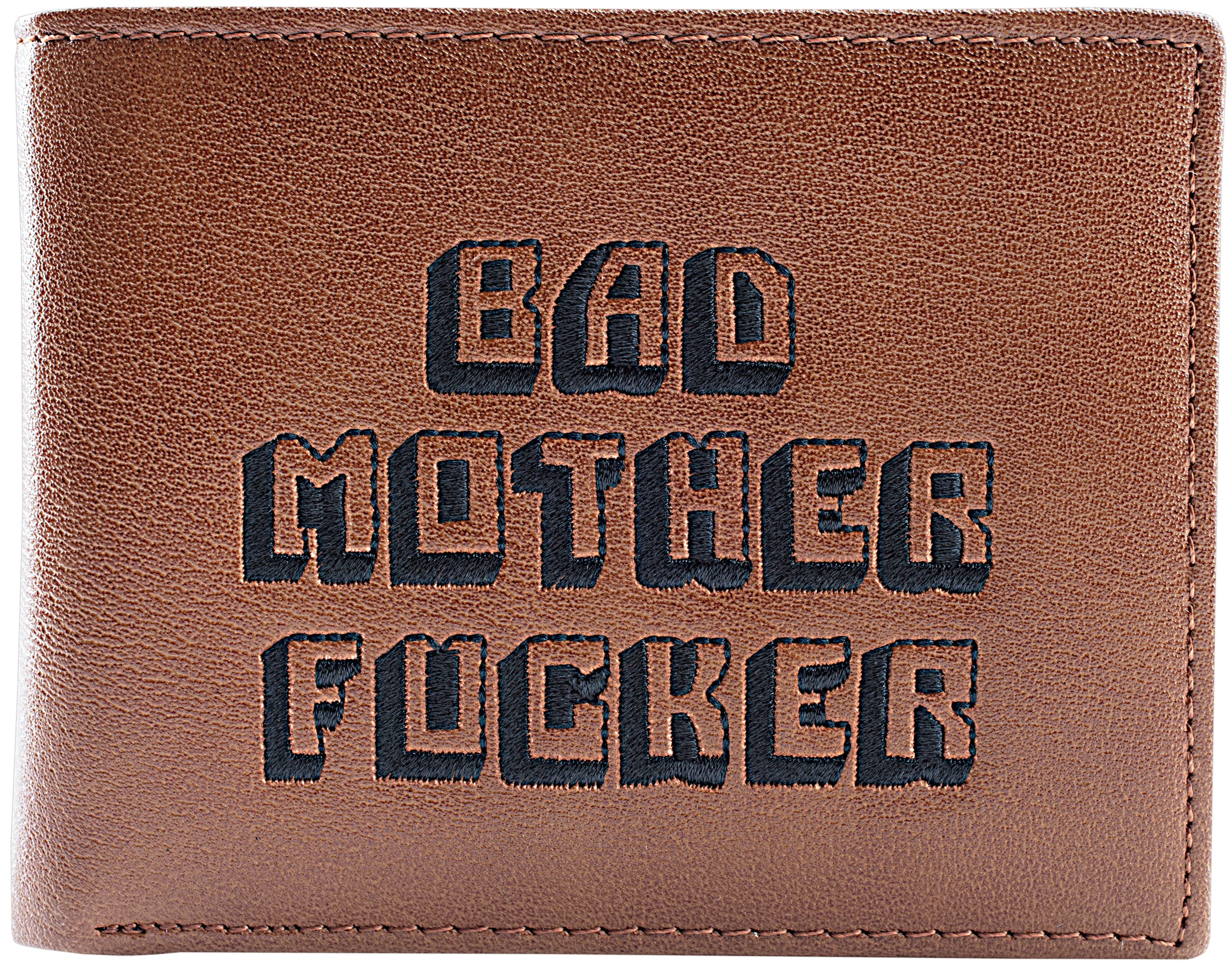 Miramax Officially Licensed Bad Mother Wallet Bi-fold Embroidered Brown Leather