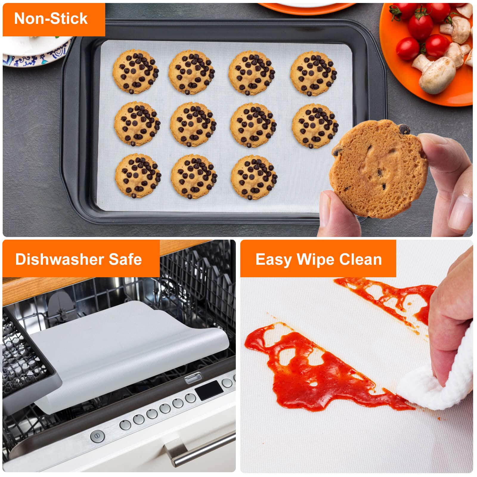 Silicone Baking Mat Roll -12IN x 10FT Non Stick Heat Resistant Food Grade Baking Mats, No Slip Reusable Freeze Dryer Mat,Pastry Mat,Countertop Protector Mat, Washable Oil-Proof Refrigerator Liners