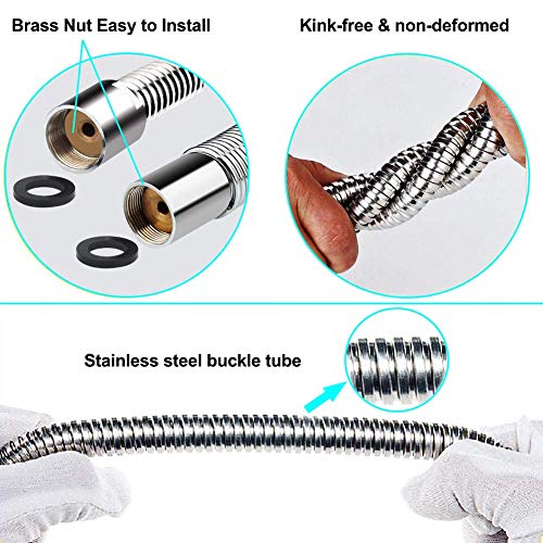 XIUBE, Commercial Pre Rinse Sprayer Hose Replacement Kit for Kitchen Dish Sink Faucet, 60 Inch Flexible Stainless Commercial Pre Rinse Kitchen Faucet Hose Parts