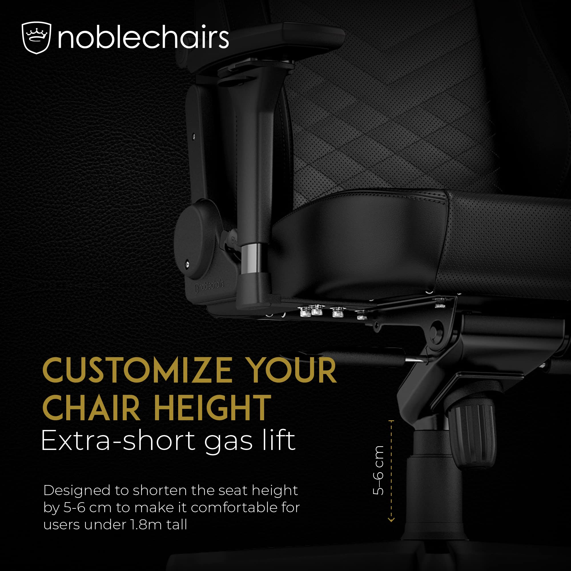 noblechairs Replacement Gas Cylinder for Epic, ICON, and Hero Gaming/Office Chairs, Extra-Short