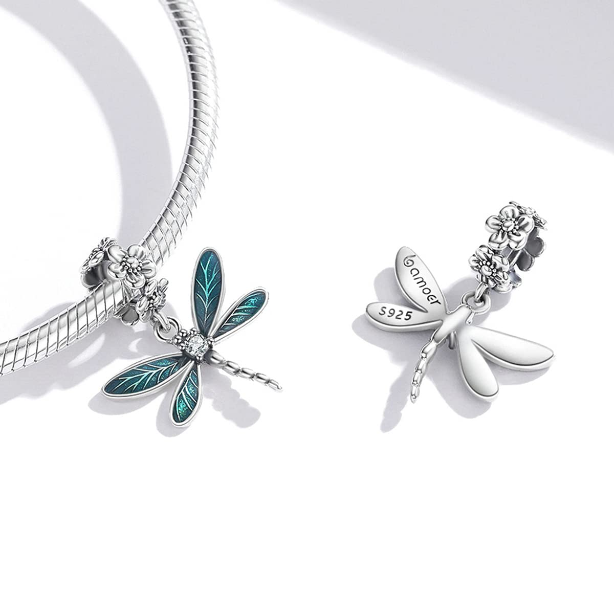 RUKYF 925 Sterling Silver Dragonfly Charms for Bracelets and Necklaces Best Jewelry Gifts for Dragonfly Lovers