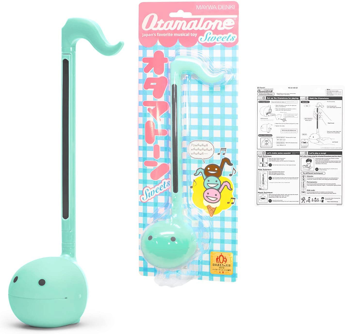 Otamatone Japanese Electronic Musical Instrument Portable Music Synthesizer from Japan by Maywa Denki Studio Award Winning, Educational Fun Gift for Children, Teens & Adults - Mint