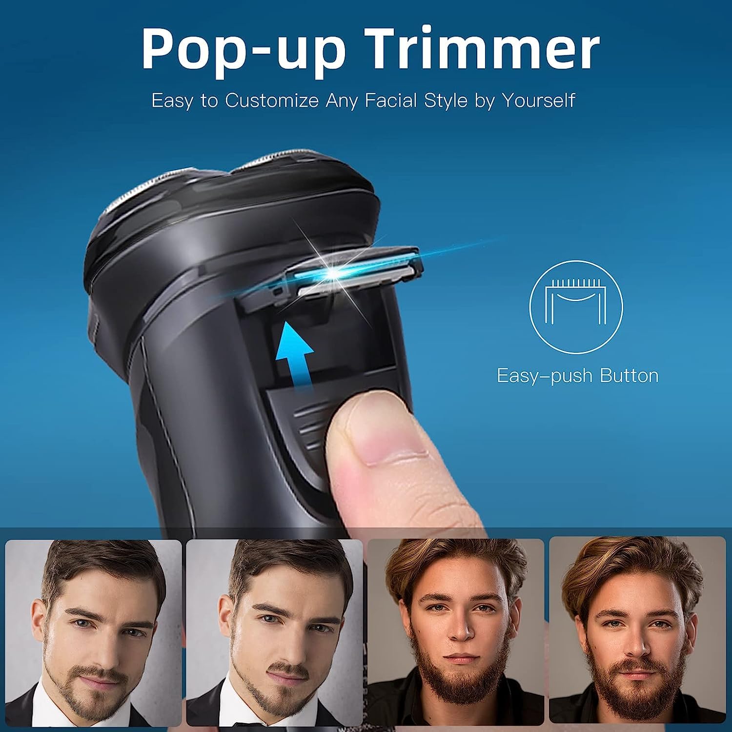Men's Electric Shaver - LOBINH 3D Rechargeable Waterproof IPX7 Wet & Dry Shaving Electric Razor for Men with Pop-up Sideburn Trimmer