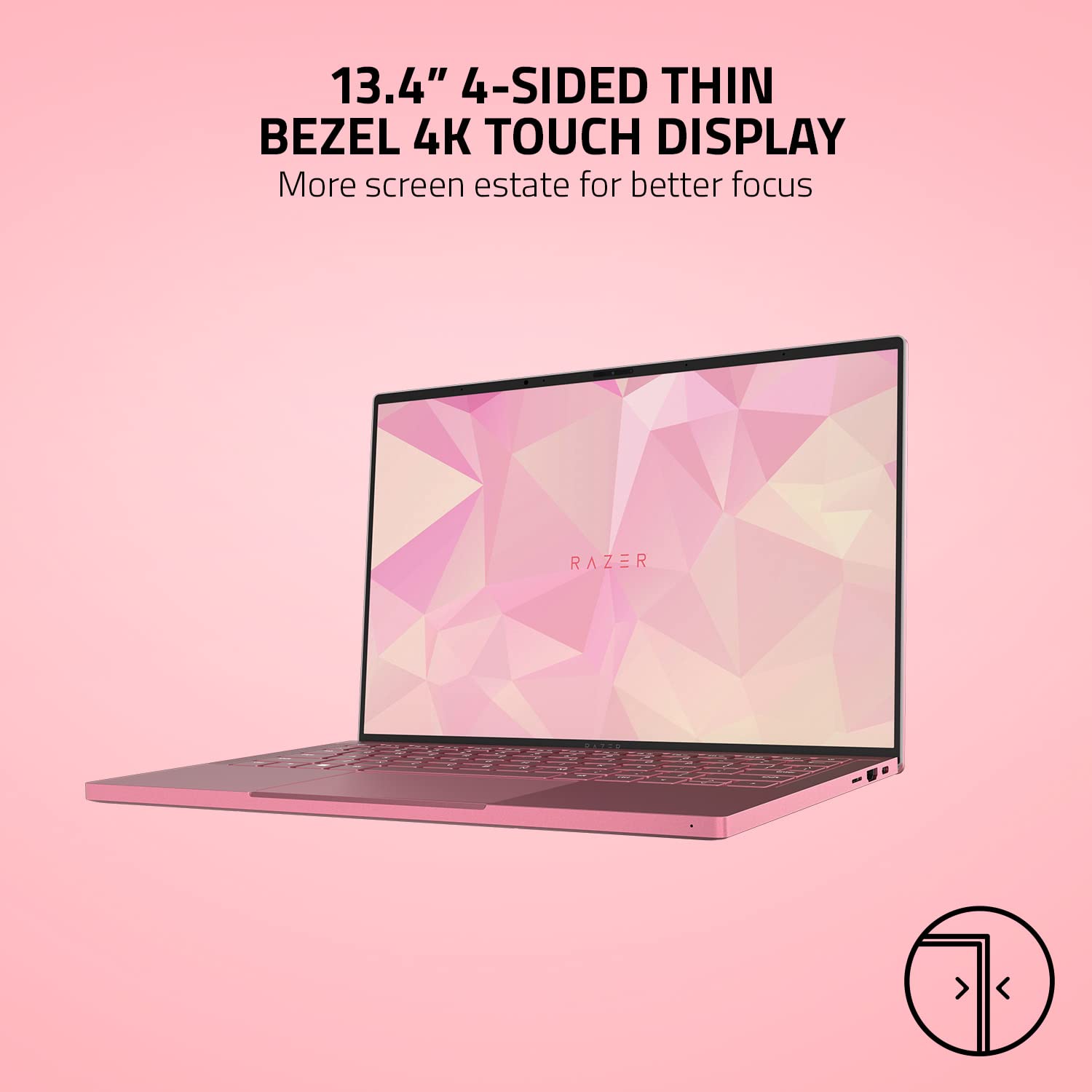 Razer Book 13 Laptop: Intel Core i7-1165G7 4 Core, Intel Iris Xe, 13.4" UHD 60Hz (1920x1200), 16GB RAM, 1TB SSD PCIe M.2 - Windows 11 - CNC Aluminum - Chroma RGB - Thunderbolt 4 - Quartz Pink