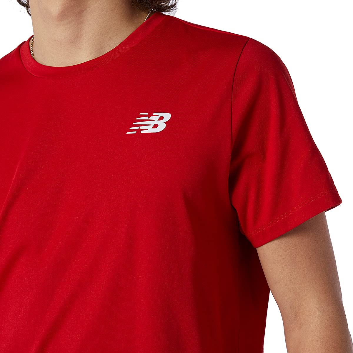 New Balance Men's Heather Tech Short Sleeve, Team Red Inline , Large