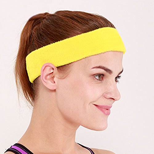 MAKLULU Double Terry Headbands for Sports & Outdoors, Moisture Sweat Wicking with 2 ply 100% Cotton Surface, 4PCS Colorful Pack - T02