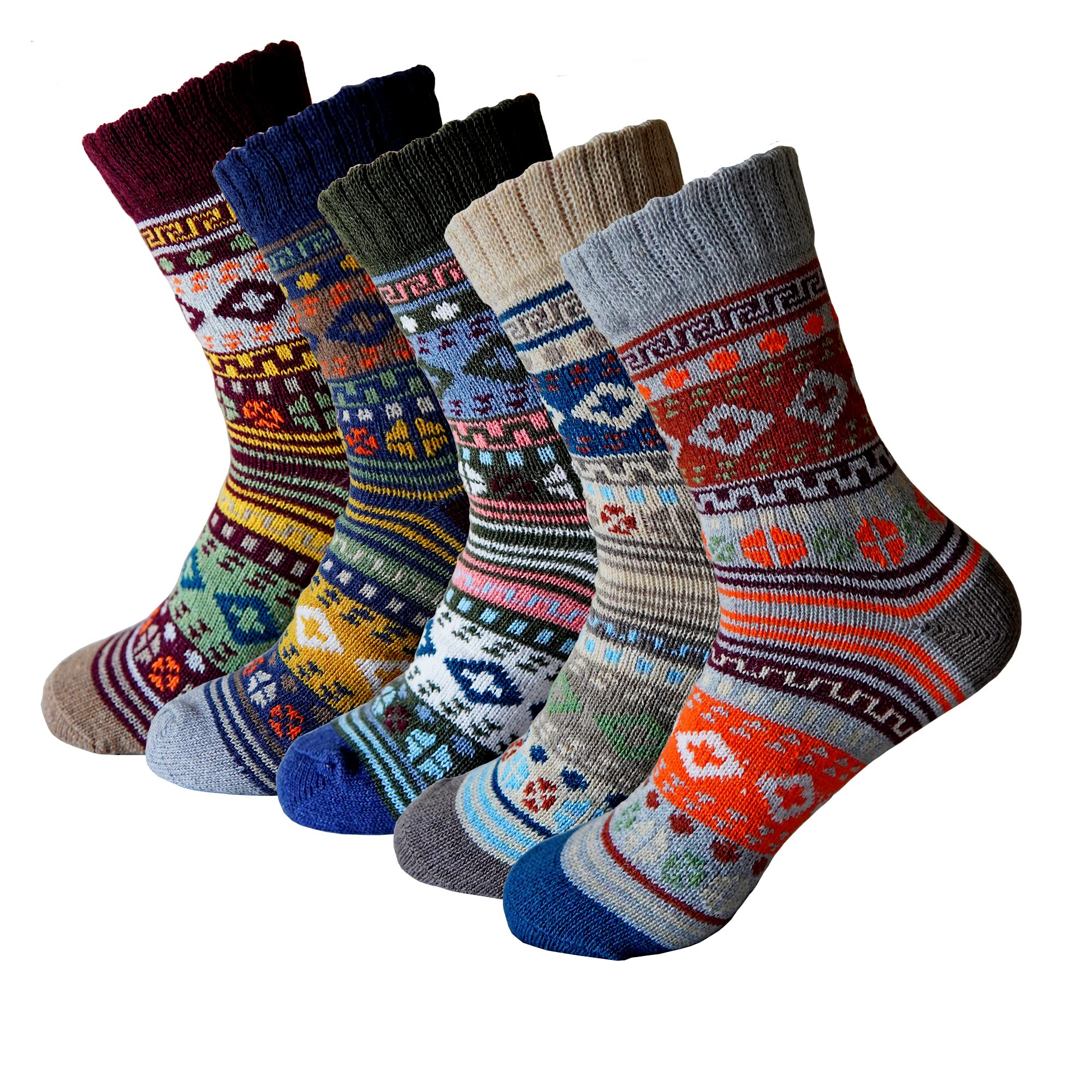 Norther30° 5 Pairs Women Winter Socks Cotton Soft Breathable Wool Socks for Men or Women Warm Thick Crew Socks