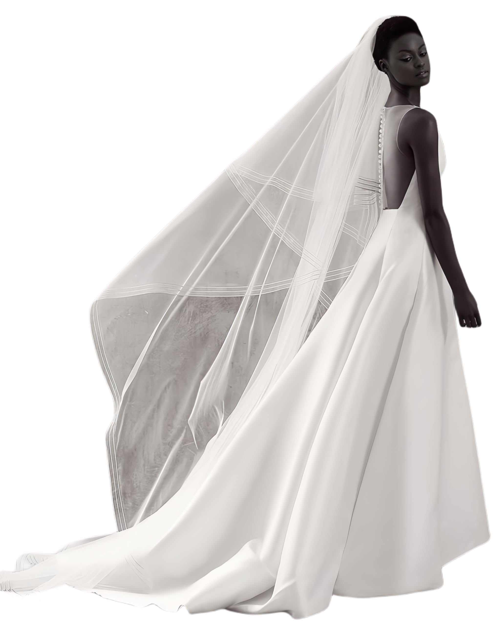 Passat French Lace Short Wedding Veil For Brides Ivory Lace Bridal Veil For Wedding Fingertip Length