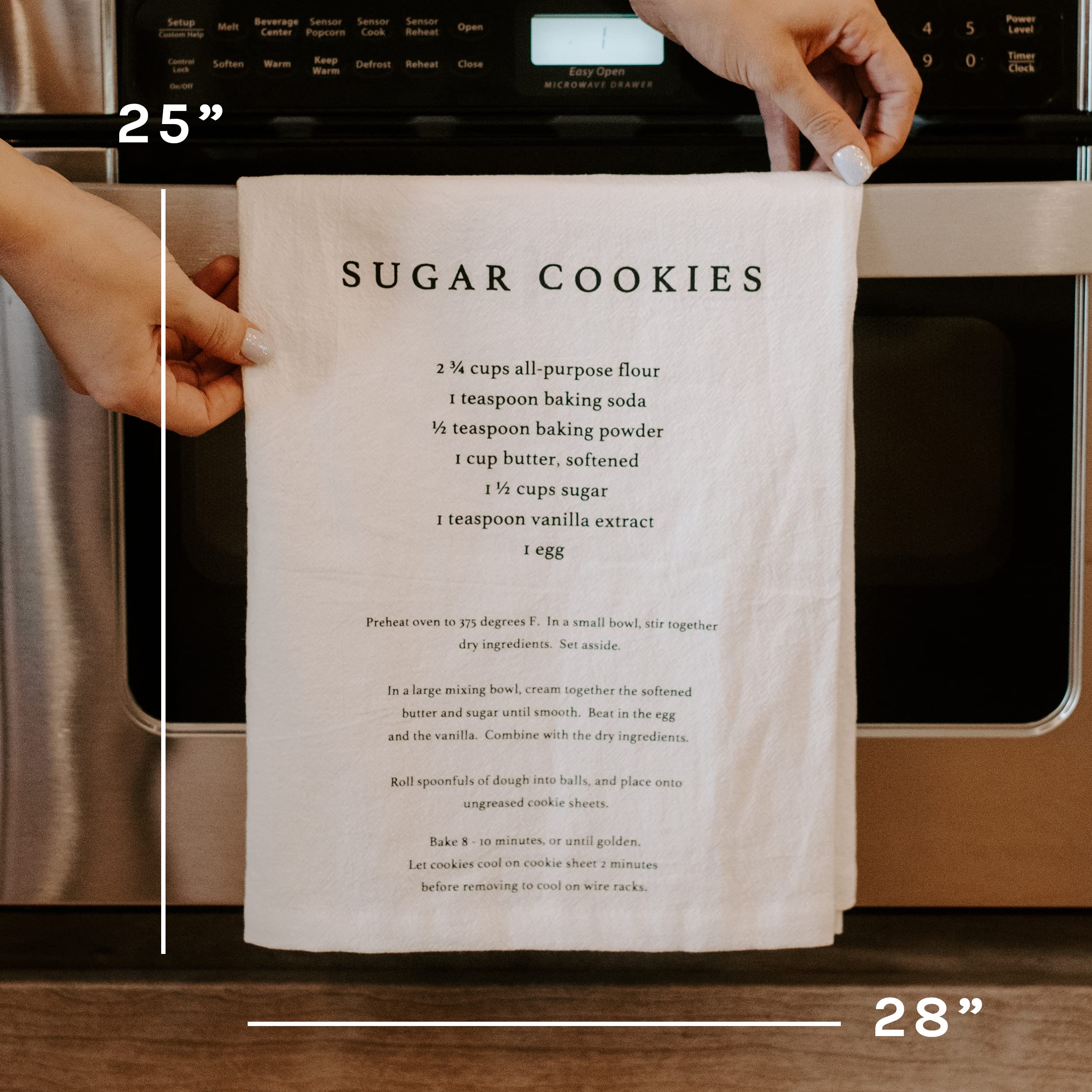 Sweet Water Decor Buttermilk Biscuits Tea Towel | Large Size 28 x 25 inches | Cream with Black Text | Bathroom, Kitchen, Dish (Buttermilk Biscuits)