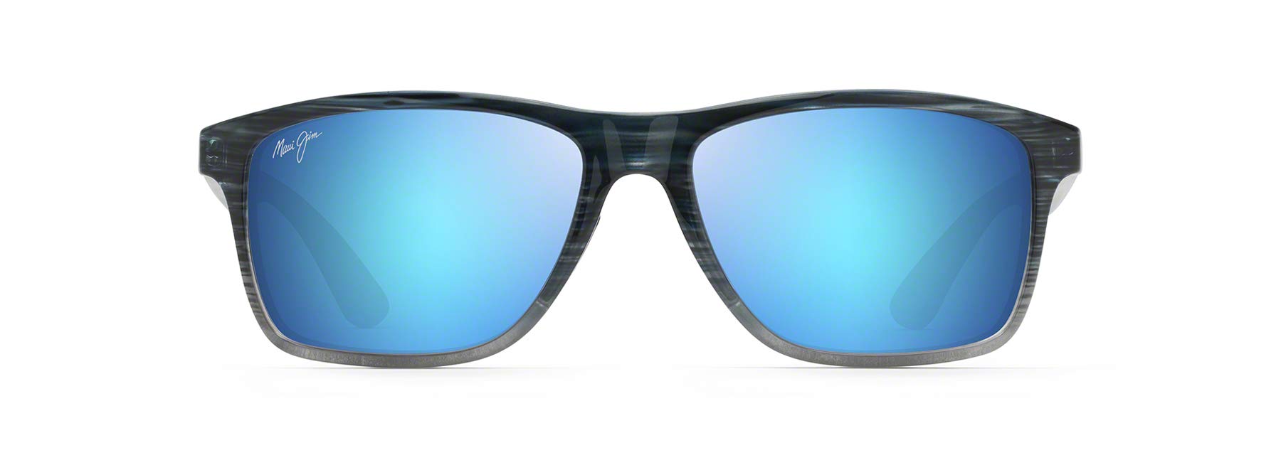 Maui Jim Men's Onshore Polarized Rectangular Sunglasses, Blue Black Stripe Fade/Blue Hawaii, Large