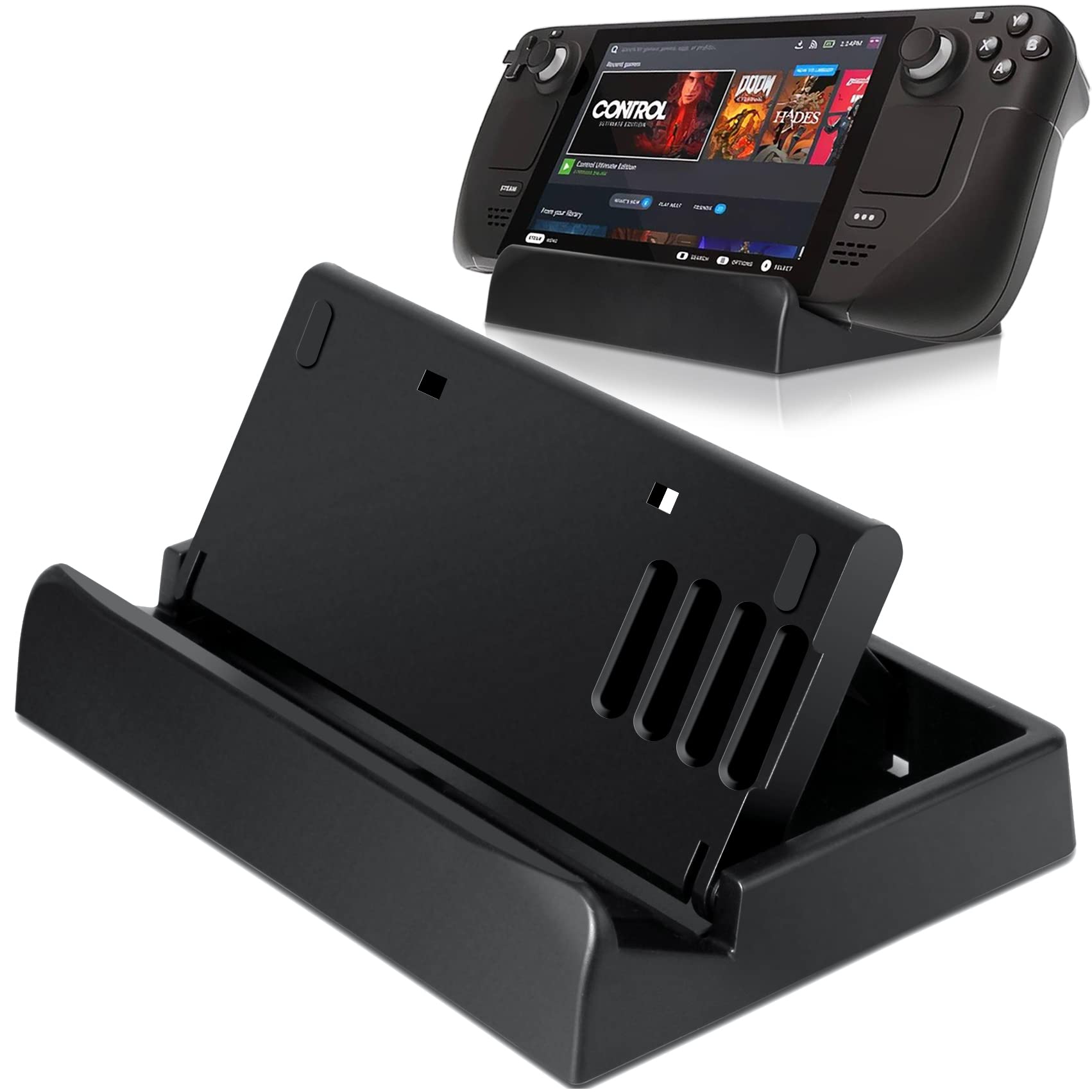 Sedicoca Adjustable Playstand Compatibe for Valve Steam Deck 2021 Gaming Console, Portable Compact Play Stand Mount Compact Foldable Multi Angle Holder Play Stand Compatible with 3 Height Settings
