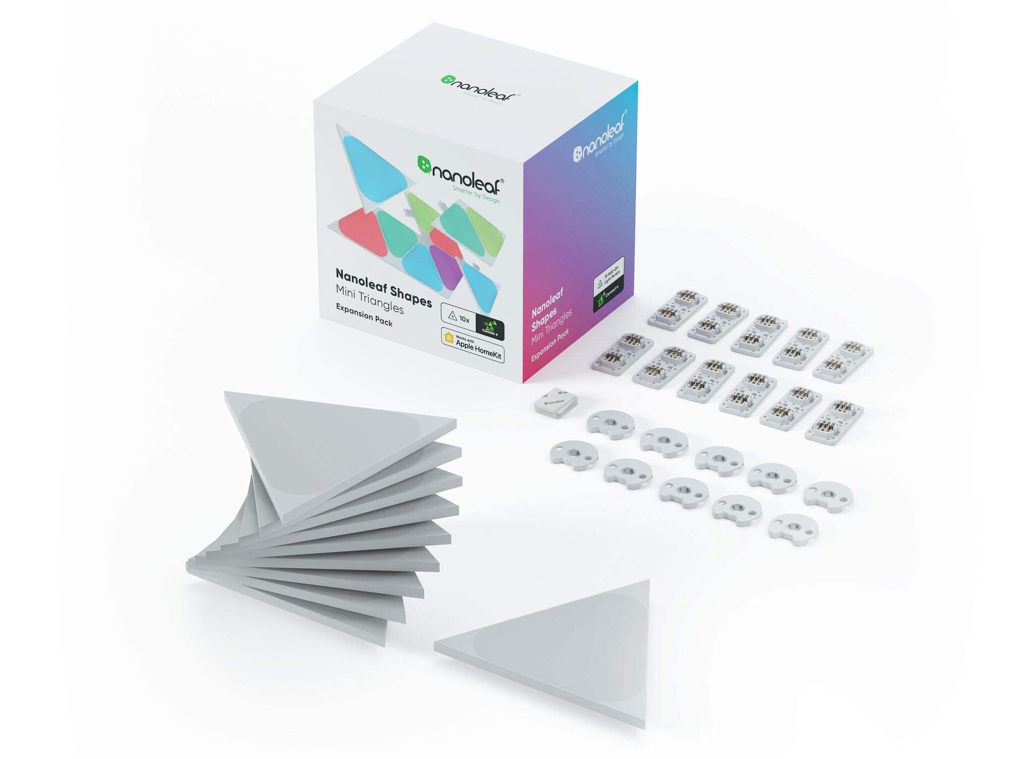 Nanoleaf Shapes WiFi and Thread Smart RGBW 16M+ Color LED Dimmable Gaming and Home Decor Wall Lights Expansion Pack (Mini Triangles (10 Pack))
